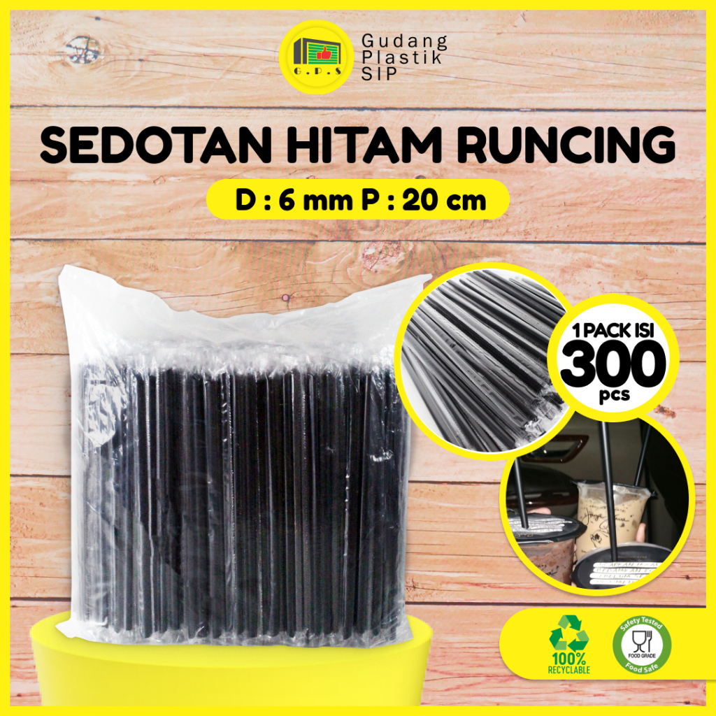 Jual Sedotan Hitam Runcing 6mm x 20cm/Higenis Steril Bungkus Plastik ...