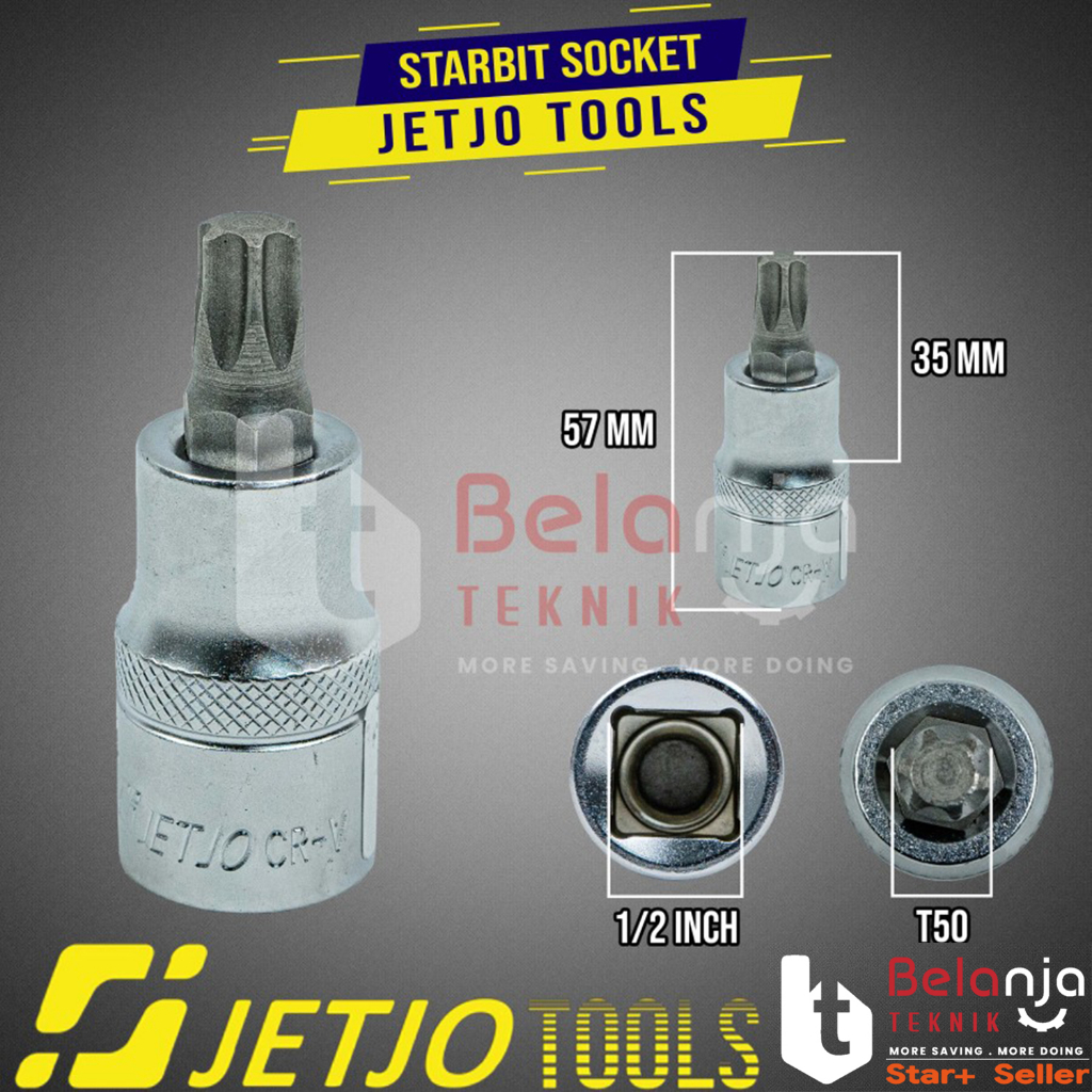Jual JETJO TOOLS Mata Kunci Sok Shock 1/2" Inch Star Bit Sock Bintang T ...