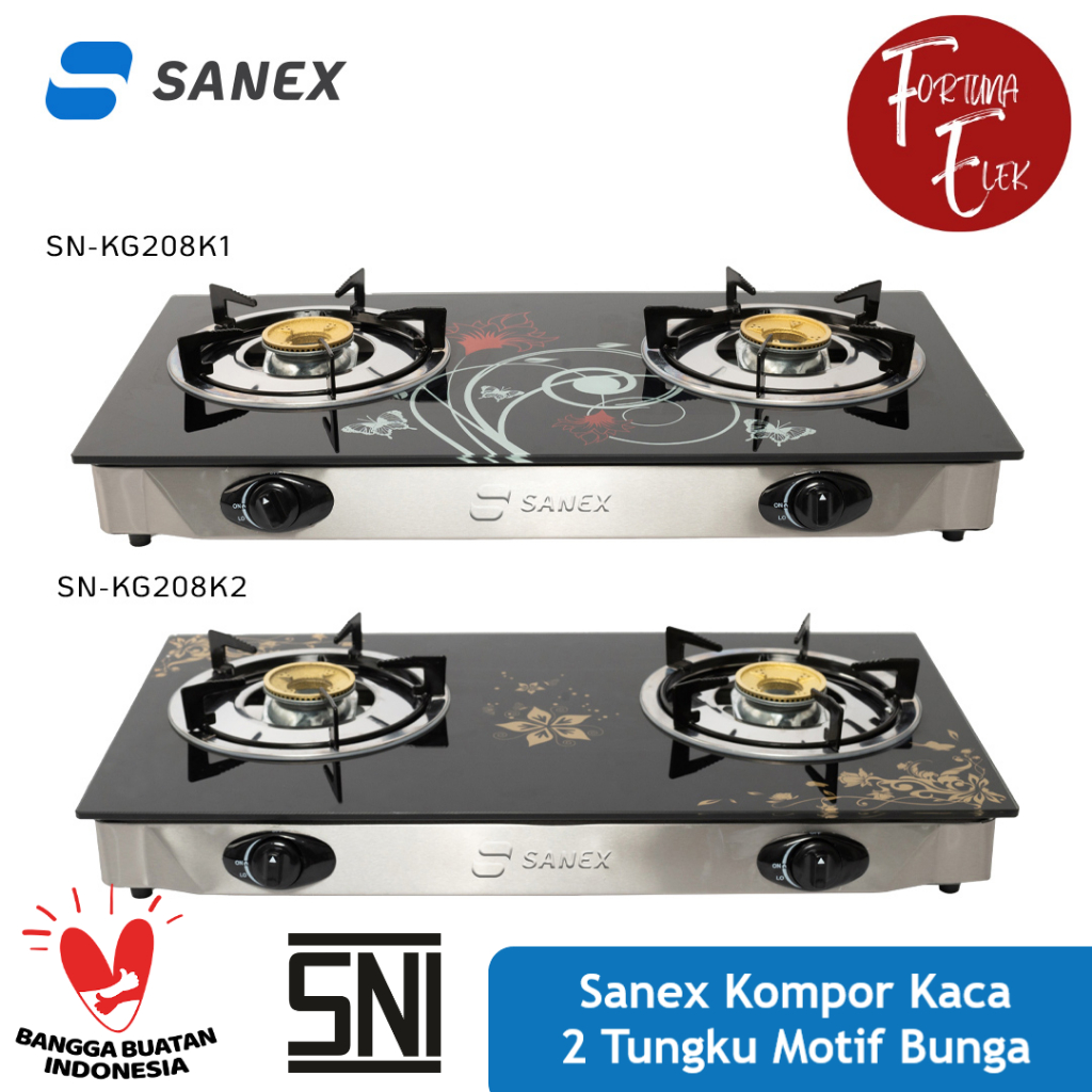 Jual Sanex SN KG208 K1/ K2 Kompor Gas Kaca 2 Tungku Butterfly Series ...