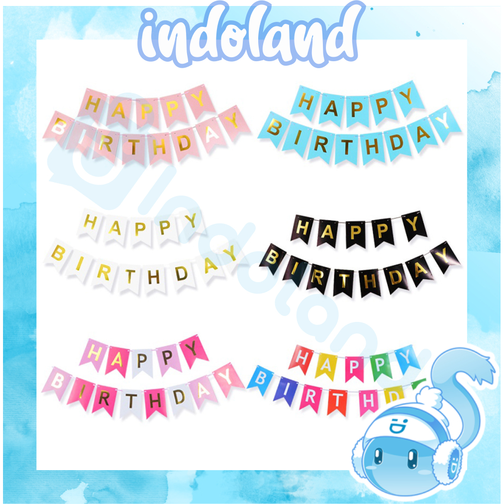 Jual INDOLAND Banner Happy Birthday Warna Warni Backdrop Pesta Bendera ...