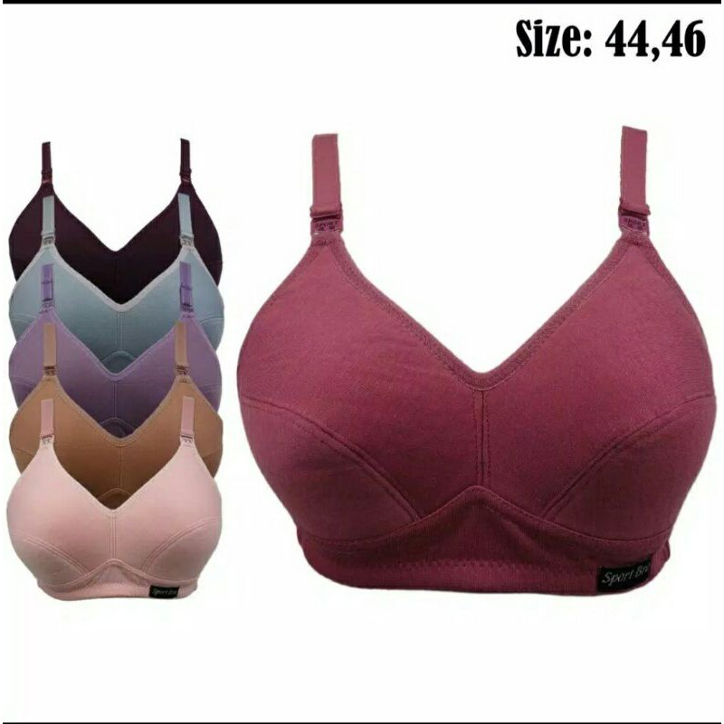 Jual Bra Sport SUPER JUMBO Ukuran 48 50 Tanpa Busa Bahan Kaos BH Kait 3 ...