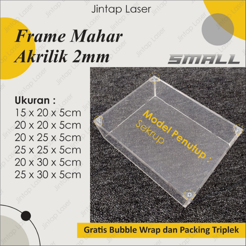 Jual Frame Akrilik Mahar 2mm 15x20 20x20 20x25 25x25 20x30 25x30 Pigura ...
