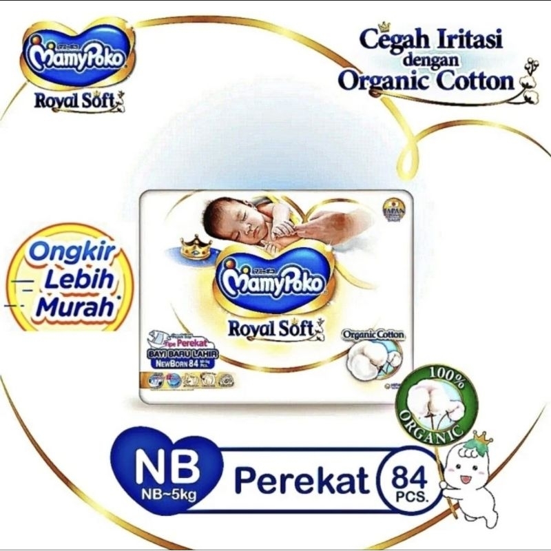 Jual Mamypoko Royal Soft NB 84 NB84 NB-84 Organic Cotton Tape Popok Perekat | Shopee Indonesia