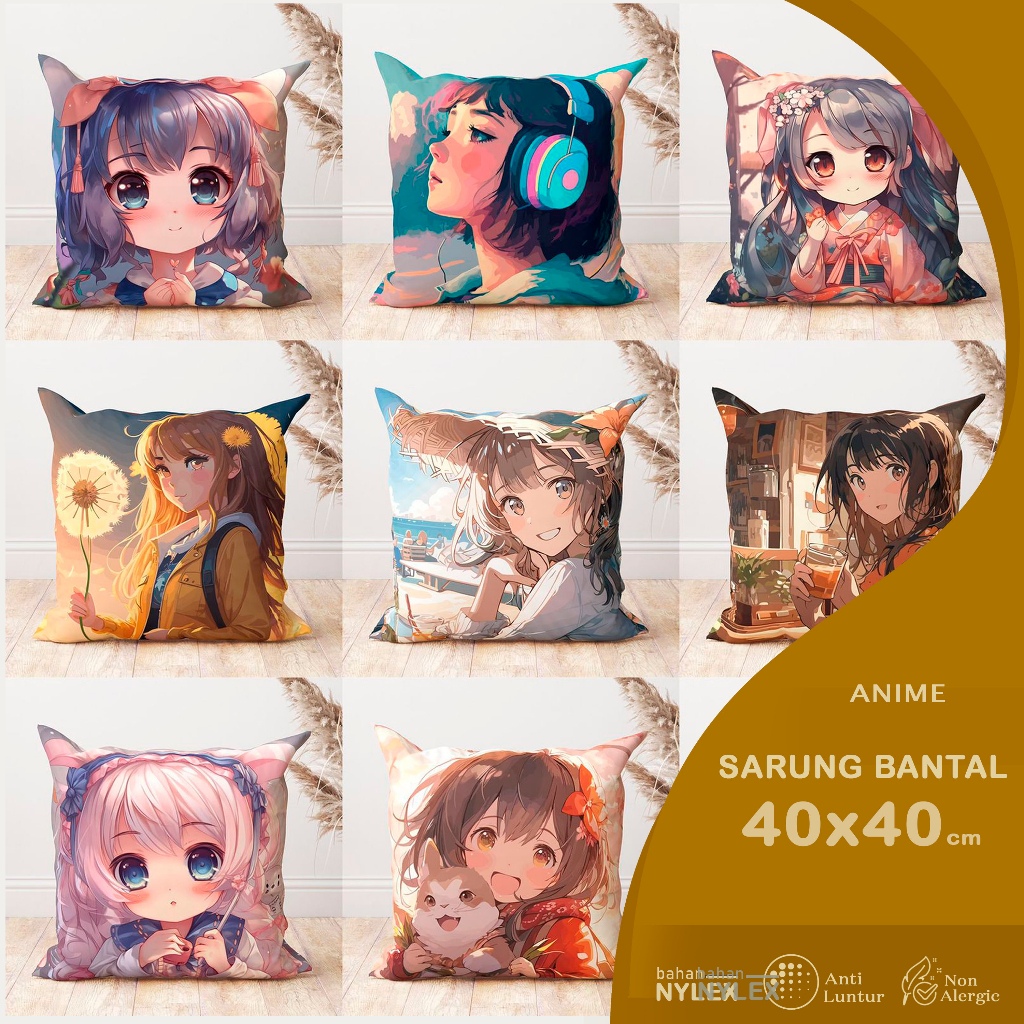 Jual SARUNG BANTAL SOFA PRINT MOTIF CUTE ANIME SERIES NYLEX HALUS 40X40 ...