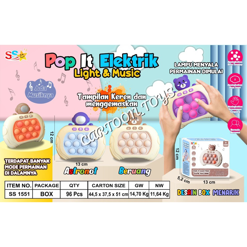 Jual MAINAN ANAK POP IT ELEKTRIK LIGHT DAN MUSIC | Shopee Indonesia