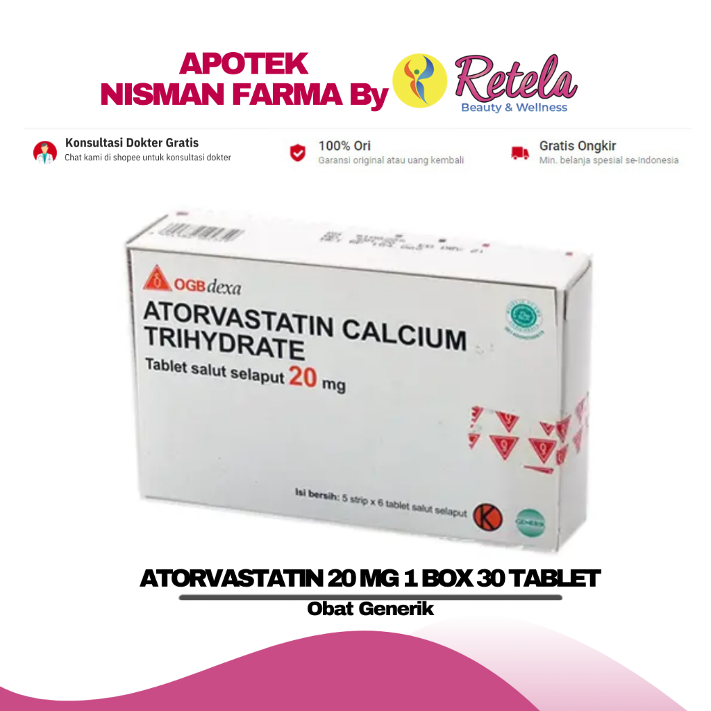 Jual ATORVASTATIN 20 MG 1 BOX ISI 30 TABLET | Shopee Indonesia