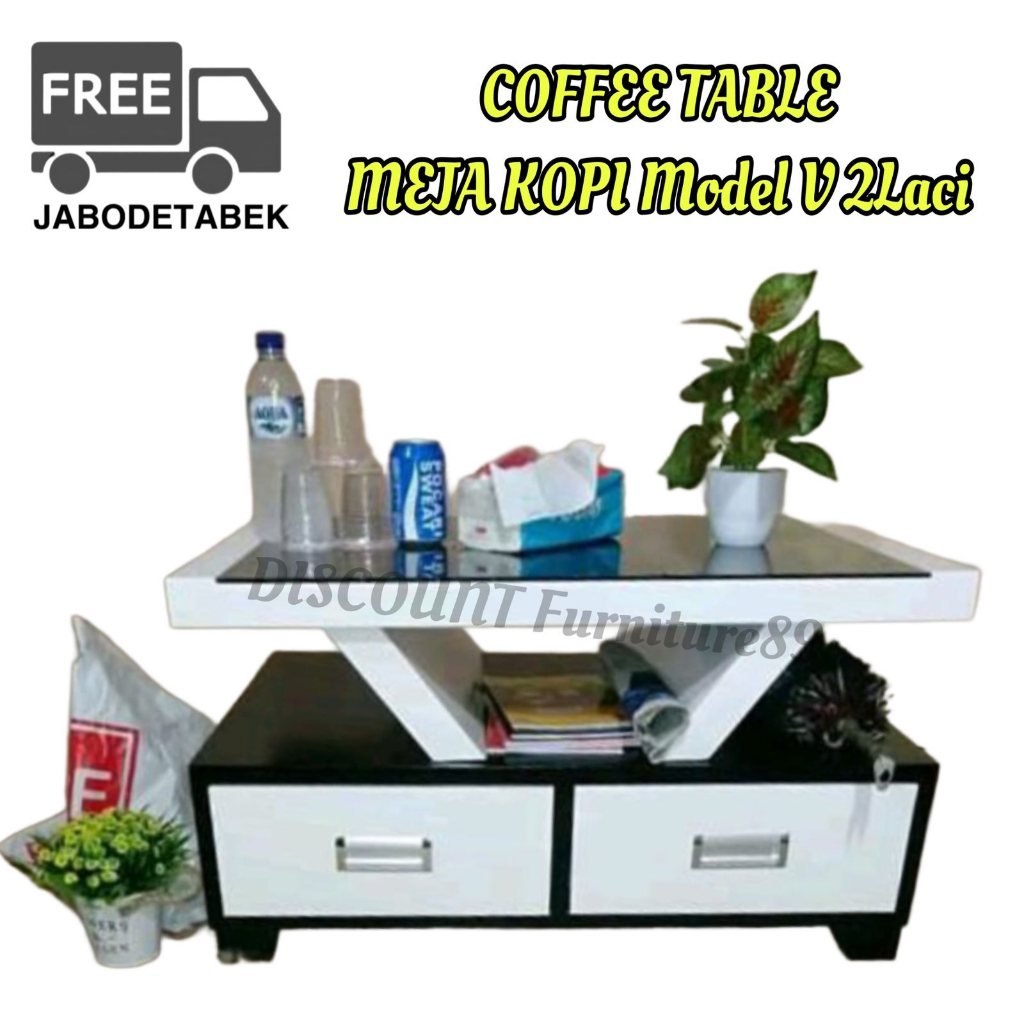 Jual Meja Kopi Minimalis V Laci / Coffee Table / Meja Sofa / Meja Tamu ...