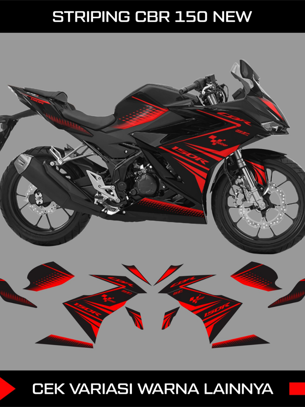 Jual Striping CBR 150 R Baru 2021 Sampai 2023 lIs Grafis / Stiker Motor Honda CBR K45R New 150 ...