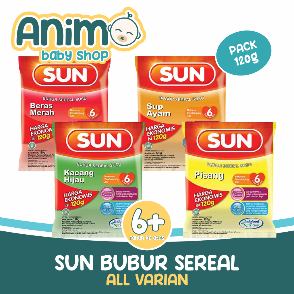Jual SUN BUBUR SEREAL 6+ MPASI KACANG HIJAU BERAS MERAH SUP AYAM ...
