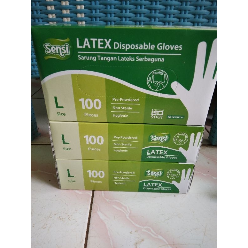 Jual Sensi LATEX Disposable Gloves 1 box isi 100 pcs | Shopee Indonesia