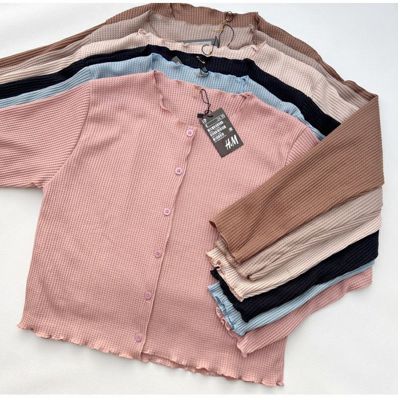 Jual CARDIGAN CROP KOREAN LOOK WAFFLE / CARDIGAN CROP RAJUT | Shopee Indonesia