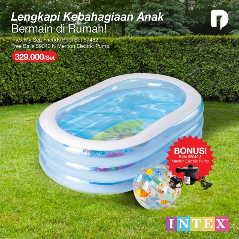 Jual Intex My Sea Friends Pool Set 57482 Free Balls 59040 N Meriton Electric Pump, kolam renang ...
