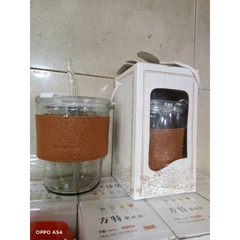 Jual GELAS KACA PLUS SEDOTAN AESTHETIC GORGOUS KEMAS BOX | Shopee Indonesia