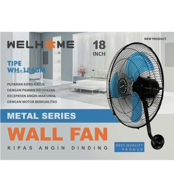 Jual WALL FAN 18" WELHOME WH 1863 METAL SERIES | Shopee Indonesia