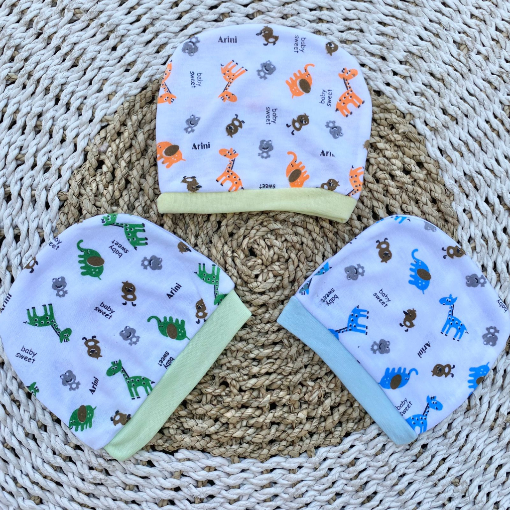 Jual 3pcs kupluk bayi sablon kupluk newborn kupluk bayi baru lahir DNW ...