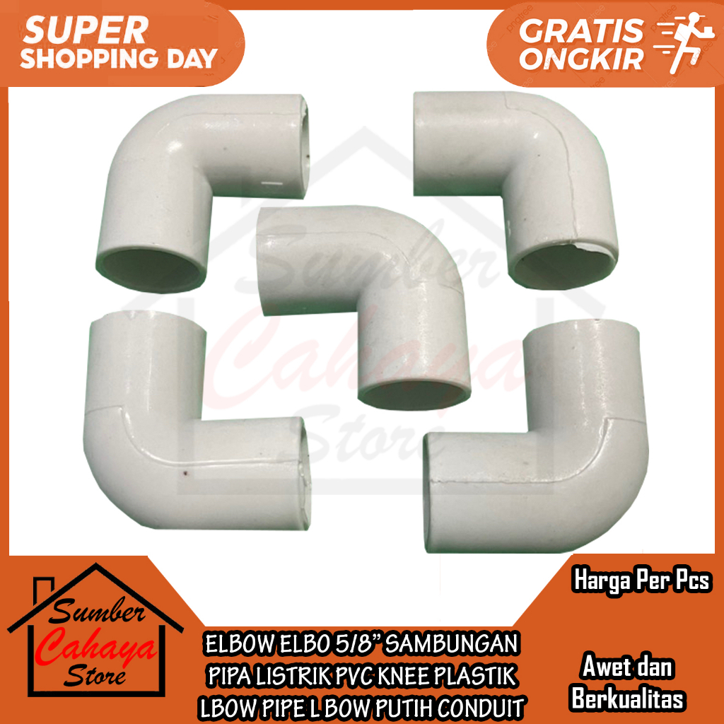 Jual KNEE ELBOW PIPA LISTRIK 5/8 INCH ELBO KABEL 20 MM SAMBUNGAN PVC PLASTIK PELASTIK LBOW L BOW ...