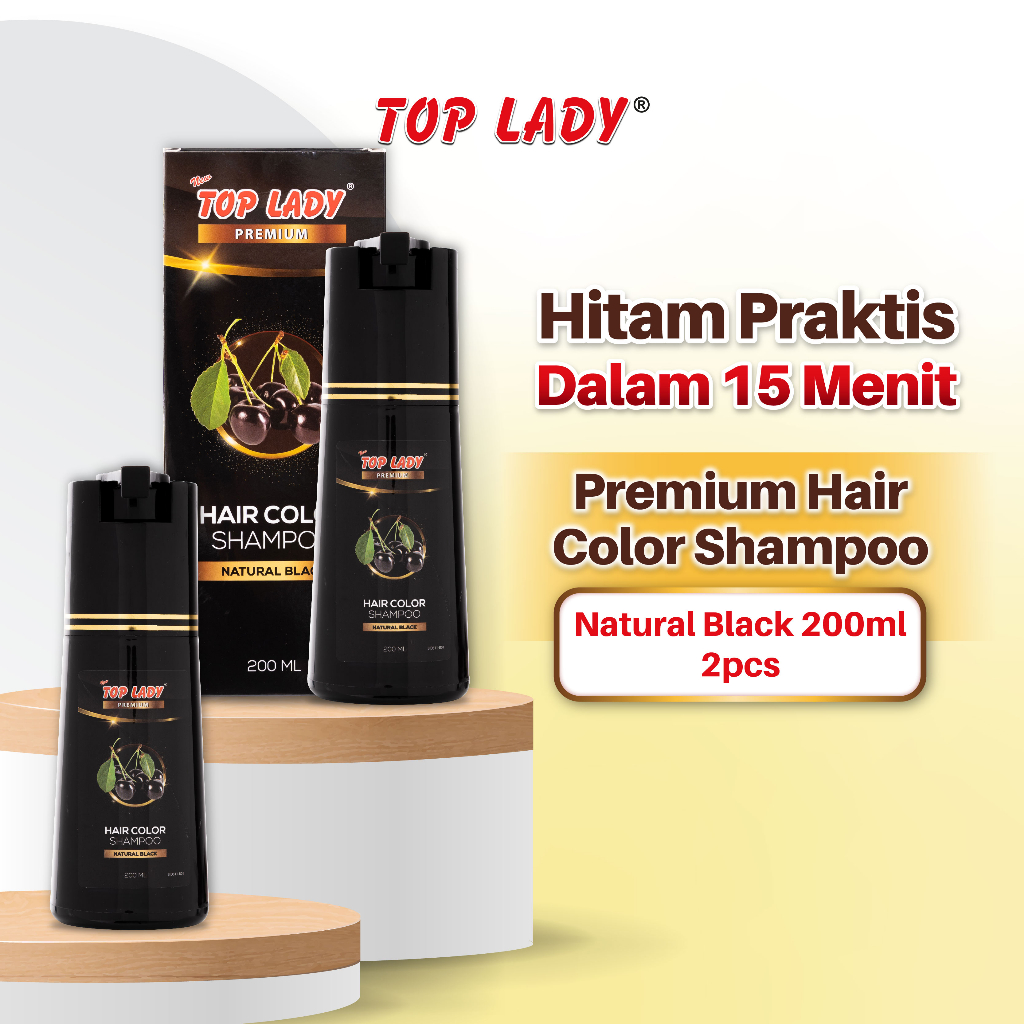 Jual (2pcs) TOP LADY Shampoo Uban NEW Premium Hair Color Black 200ml ...