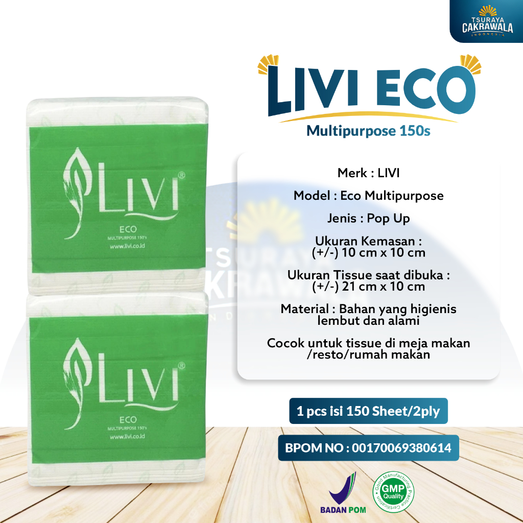 Jual Tissue Tisu livi Eco Multipurpose POP UP Tissue Refil Meja Makan ...