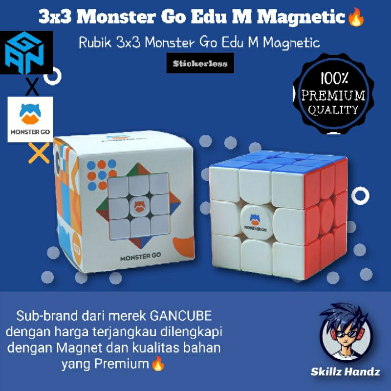 Jual Rubik 3x3 Monster Go Edu M Magnetic (Stickerless) Rubik Magnet ...