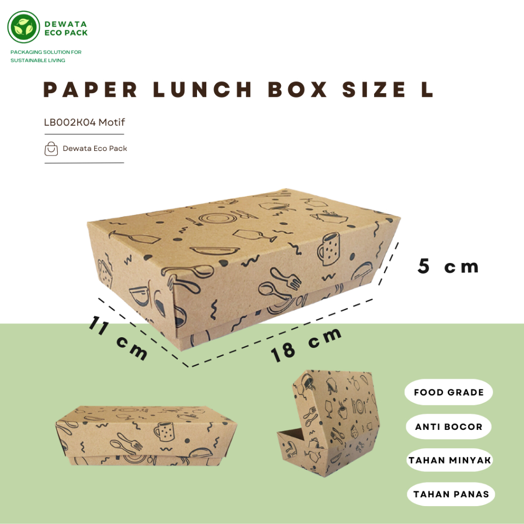 Jual Paper Lunch Box size L Laminasi Motif 18x11x5 cm LB2K4BLKFD ...