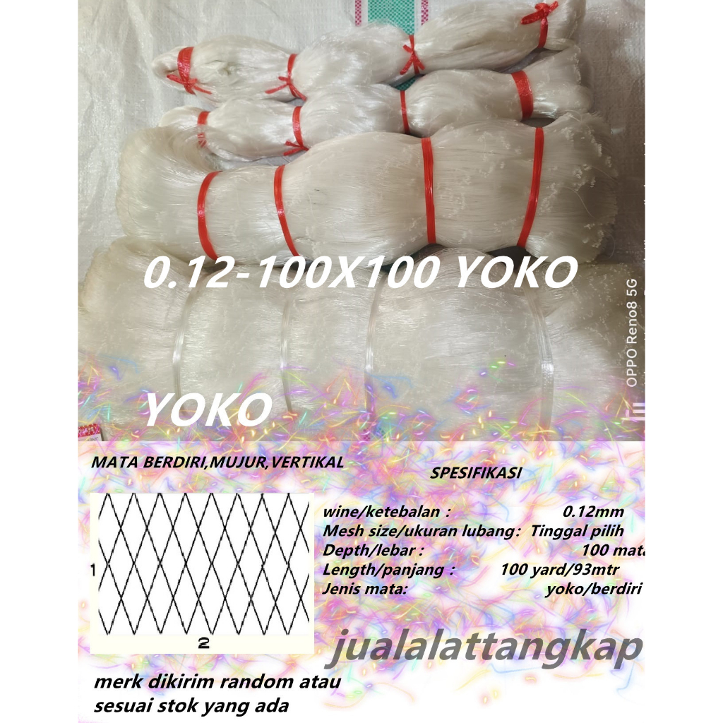 Jual Jaring senar jaring burung atau jaring ikan 020 100/100 yoko ukuran lubang tinggal pilih ...