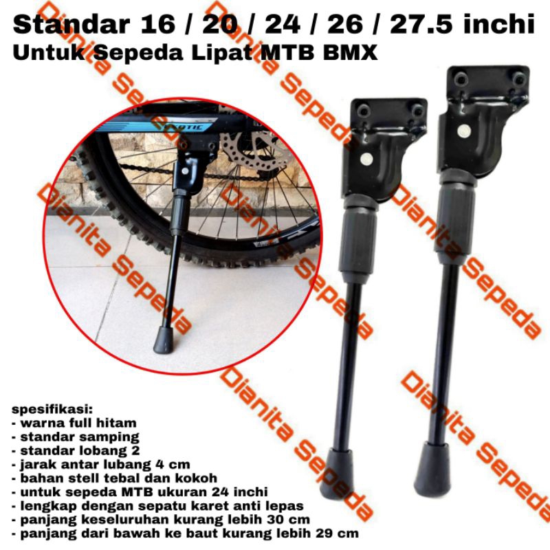 Jual standar samping sepeda 16 20 24 26 27.5 inchi gunung mtb BMX lubang baut 2 jarak antara ...