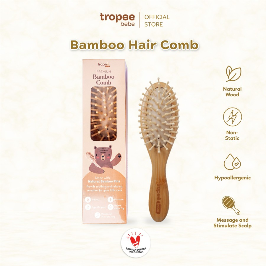 Jual Tropee Bebe - Sisir Bamboo (Bamboo Hairbrush) | Shopee Indonesia