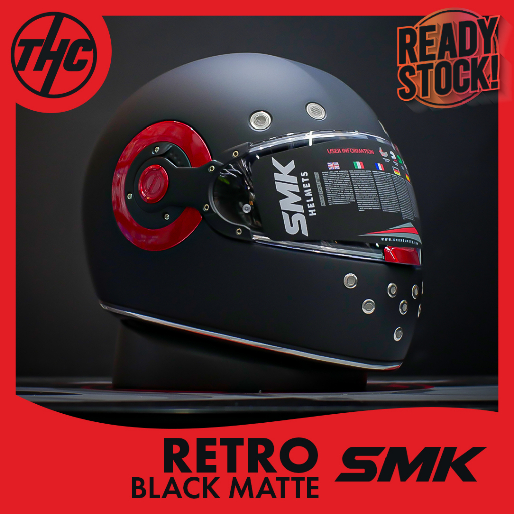 Jual HELM SMK RETRO BLACK MATTE FULL FACE VINTAGE HELMET SMK | Shopee ...