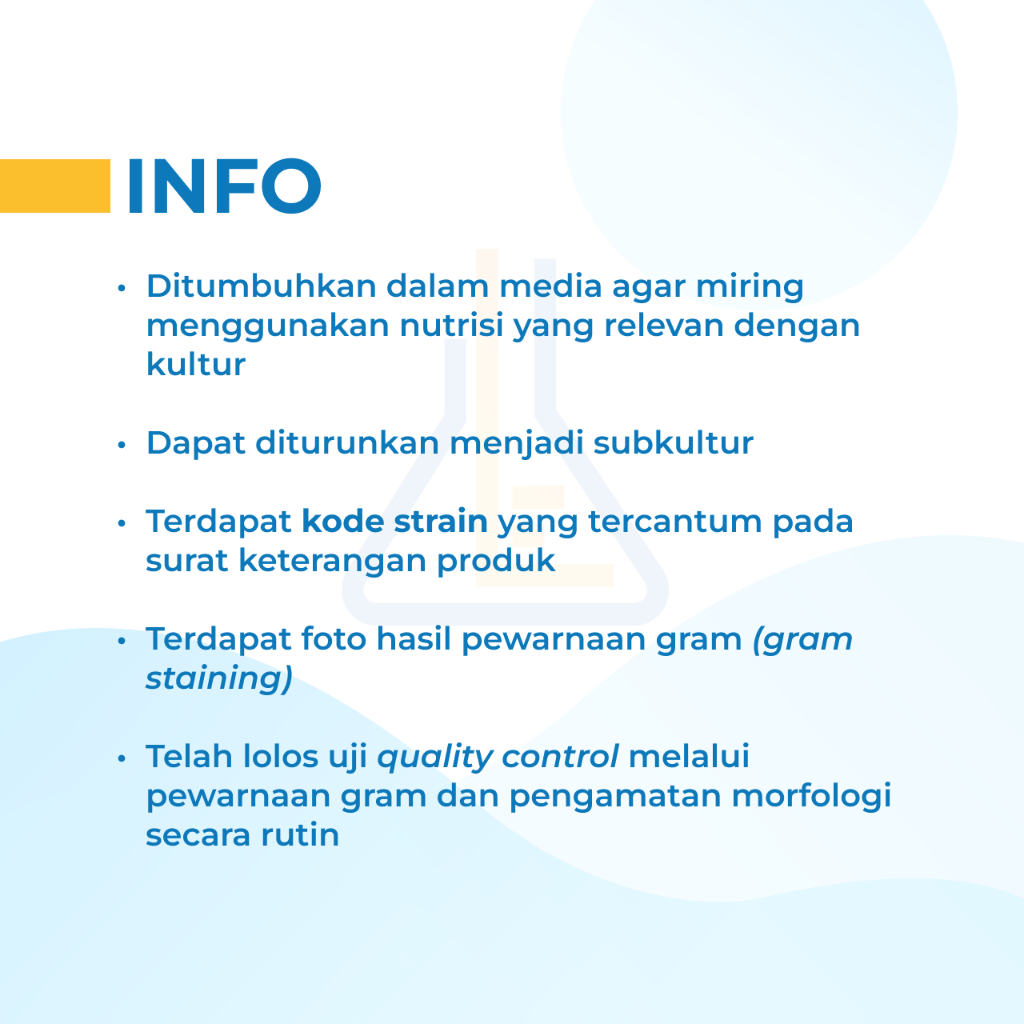 Jual Isolat/Kultur Murni Bakteri Staphylococcus aureus ATCC 6538P PK/5 ...