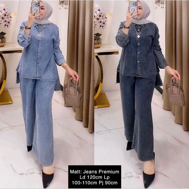 Jual (ORIGINAL) SYANIA SET JEANS WASH | Shopee Indonesia