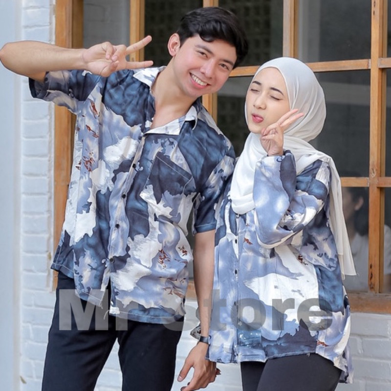 Jual Kemeja Couple Vintage Retro Casual Lengan Pendek dan Lengan ...