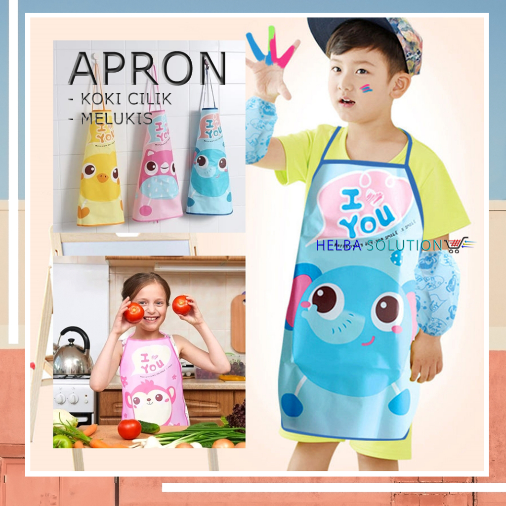 Jual Celemek Anak Koki Cilik Apron Dapur Masak Melukis Berkebun ...