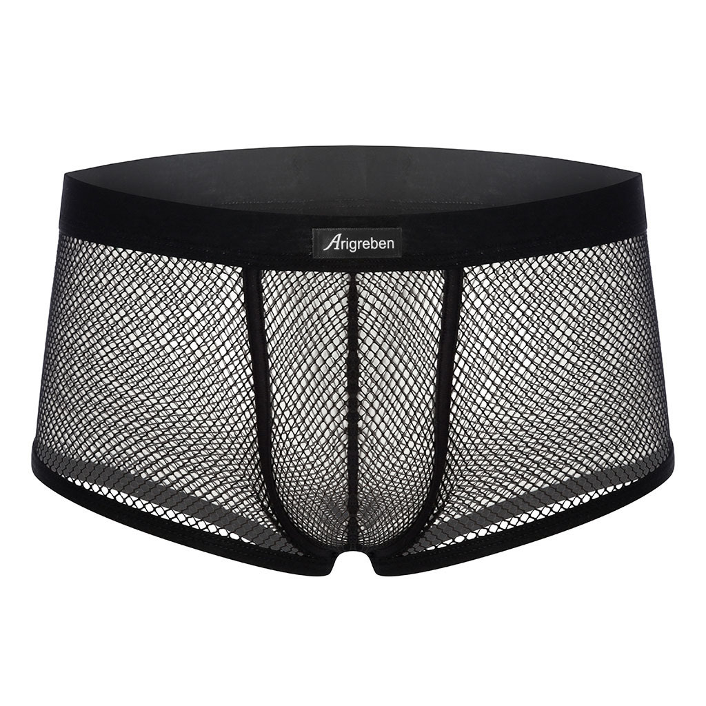 Jual ARIGREBEN Mesh Men Boxer Boxer Celana Dalam Jaring Pria Black ...