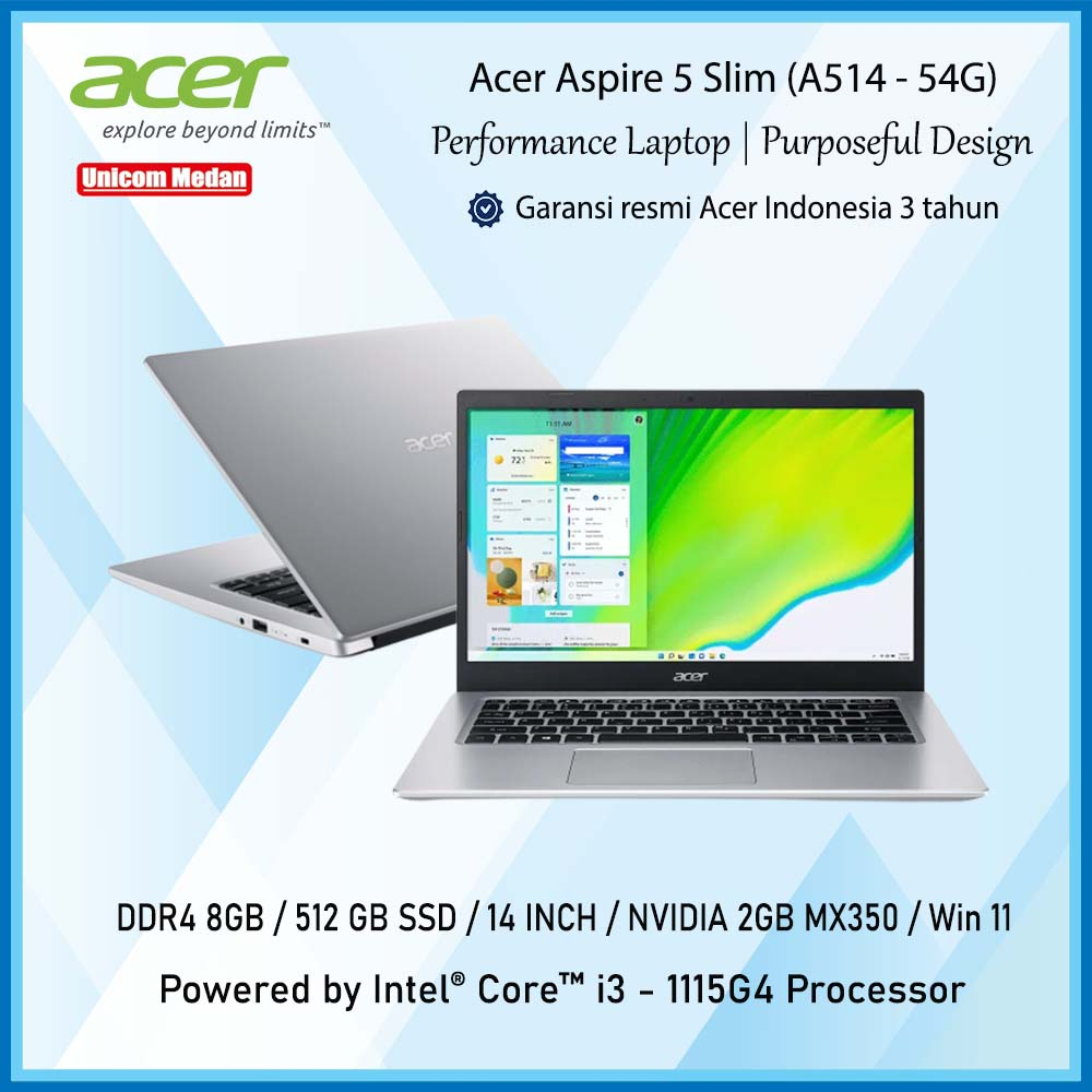 Jual Acer ASPIRE 5 A514-54G CI3 1115G4 8GB 512GB MX350 14" WIN11+OHS | Shopee Indonesia