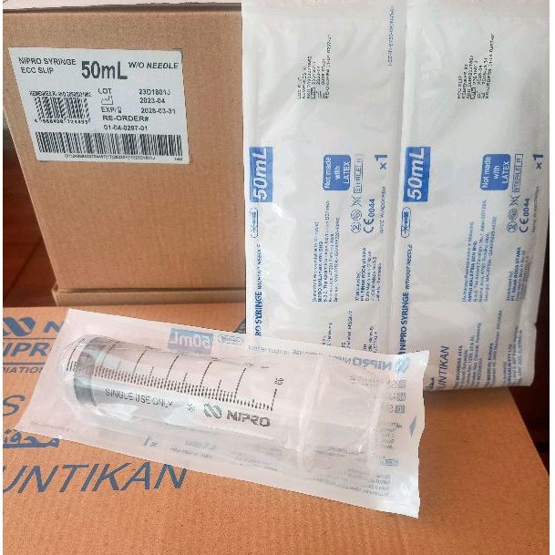 Jual Spuit Syringe 50cc 50ml Eccentric Slip Nipro Pcs | Shopee Indonesia