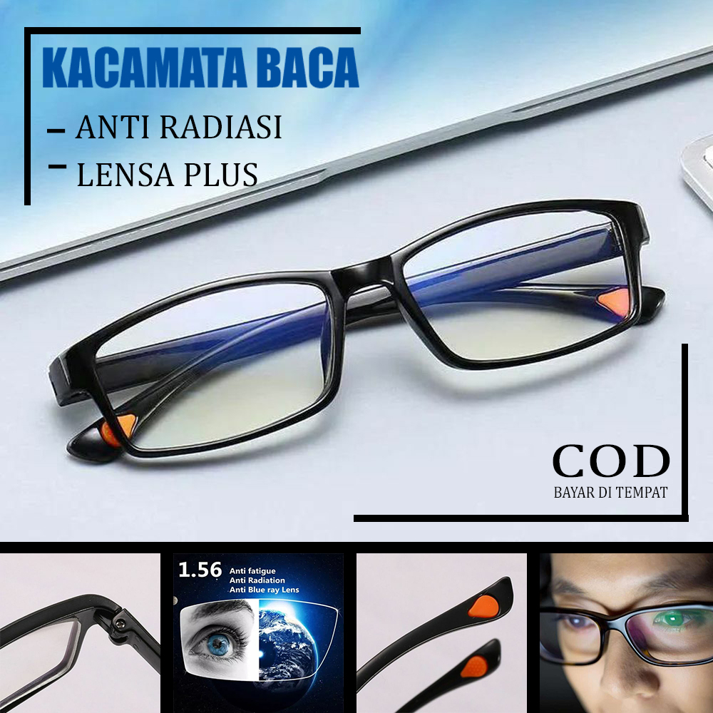 Jual Kacamata Baca Lensa Plus Anti Radiasi Pria dan Wanita Frame ...