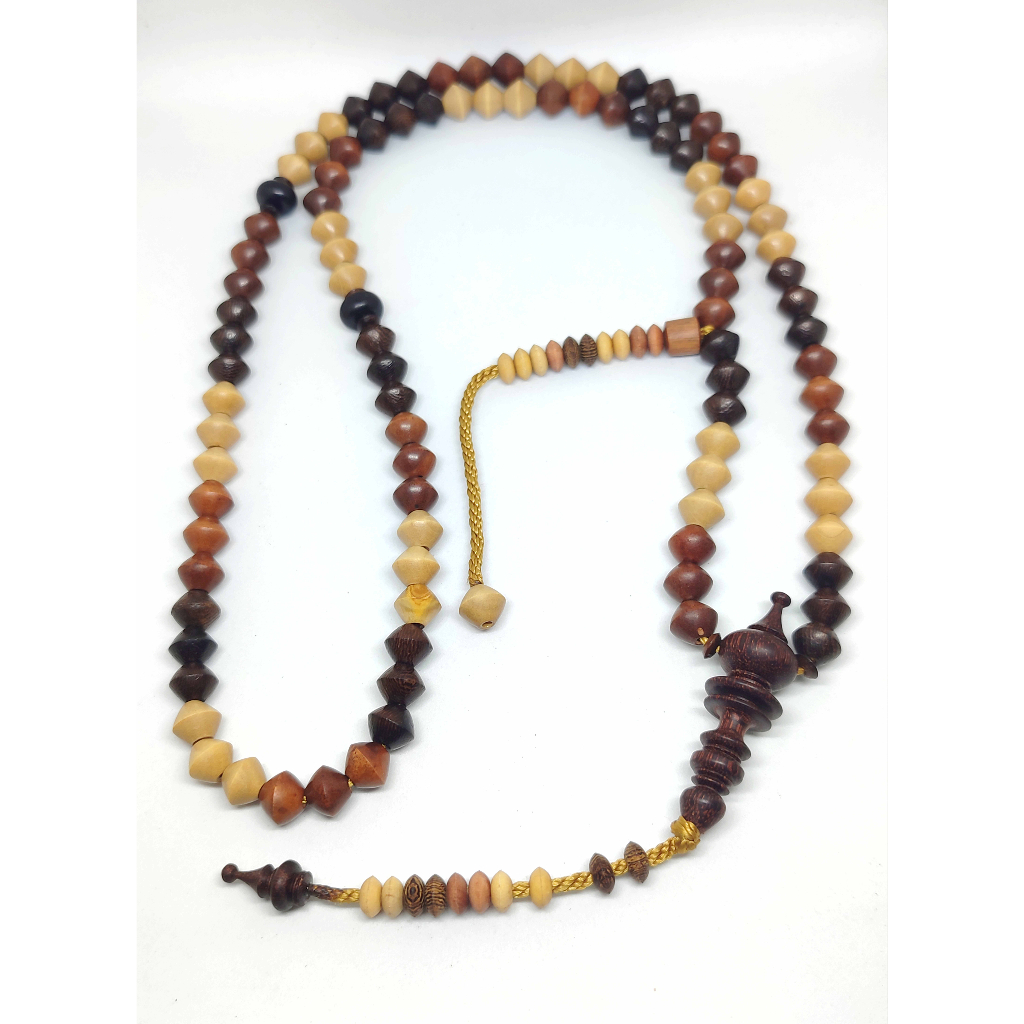Jual Tasbih Kayu Kombinasi 3 Kayu bentuk bola api Isi 99 Butir 8 mm ...