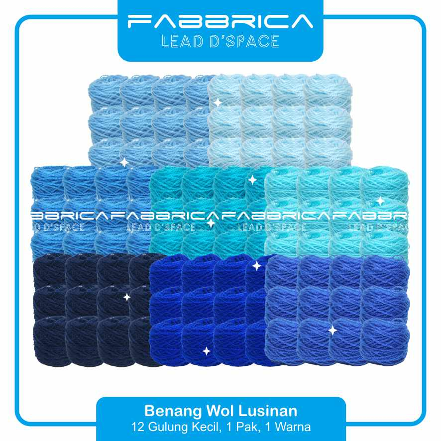 Jual Fabbrica - Benang Wol Vonel Lusinan 12pcs Kecil Biru / Benang Wool ...