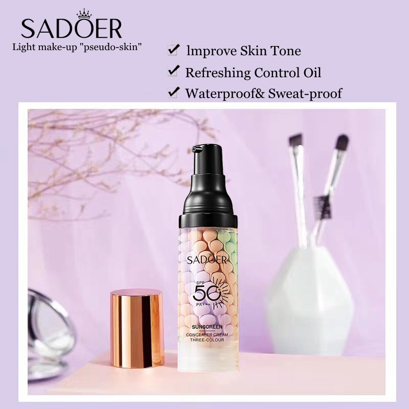 Jual SADOER Three Color Sunscreen SPF 50 PA+++/Sunblock/losion tabir surya anti-UV yang ...