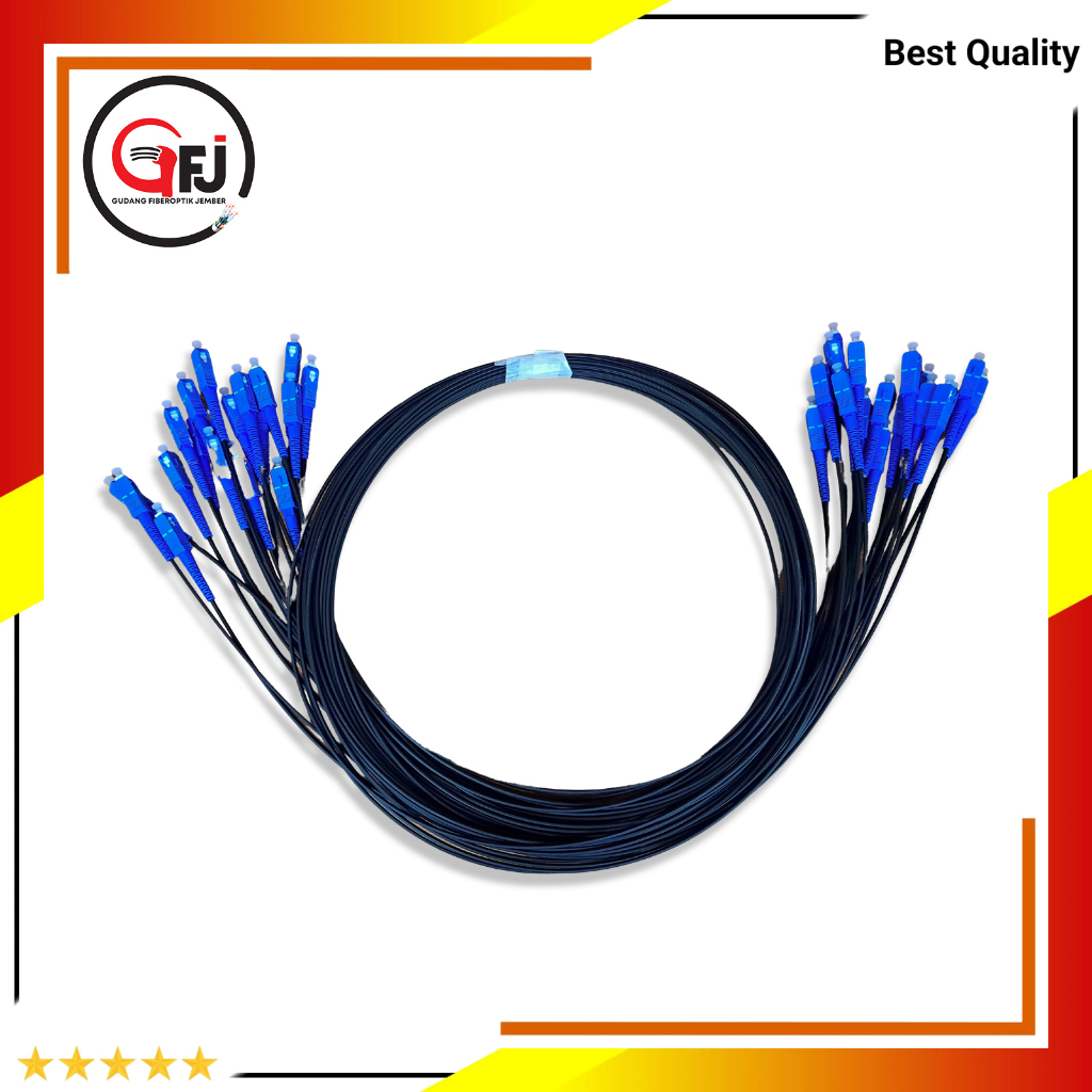 Jual [TERLARIS] PATCHCORD 1,2, DAN 3 METER FLAT/GEPENG MERK ECONOMIS HITAM SC/UPC | Shopee Indonesia