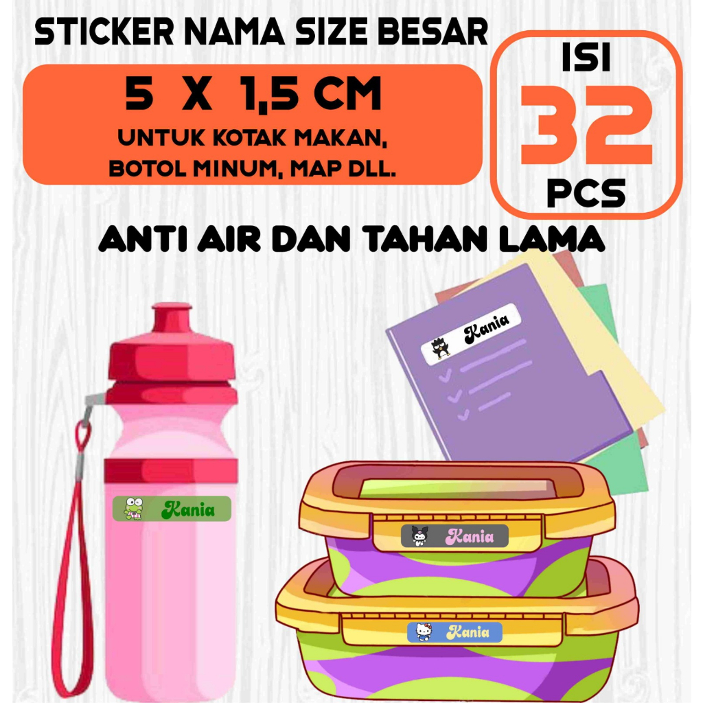 Jual Stiker Label Nama Anak Custom Buku Ukuran Besar isi 32 pcs ...