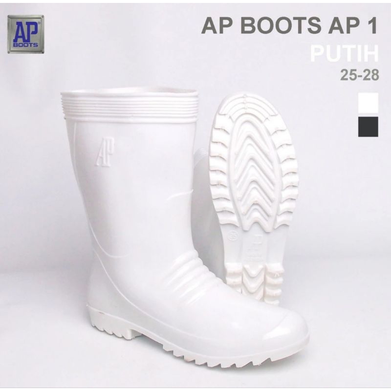 Jual AP BOOTS PUTIH 1 - SEPATU BOOT PENDEK SAFETY KARET -AP WHITE 1 ...