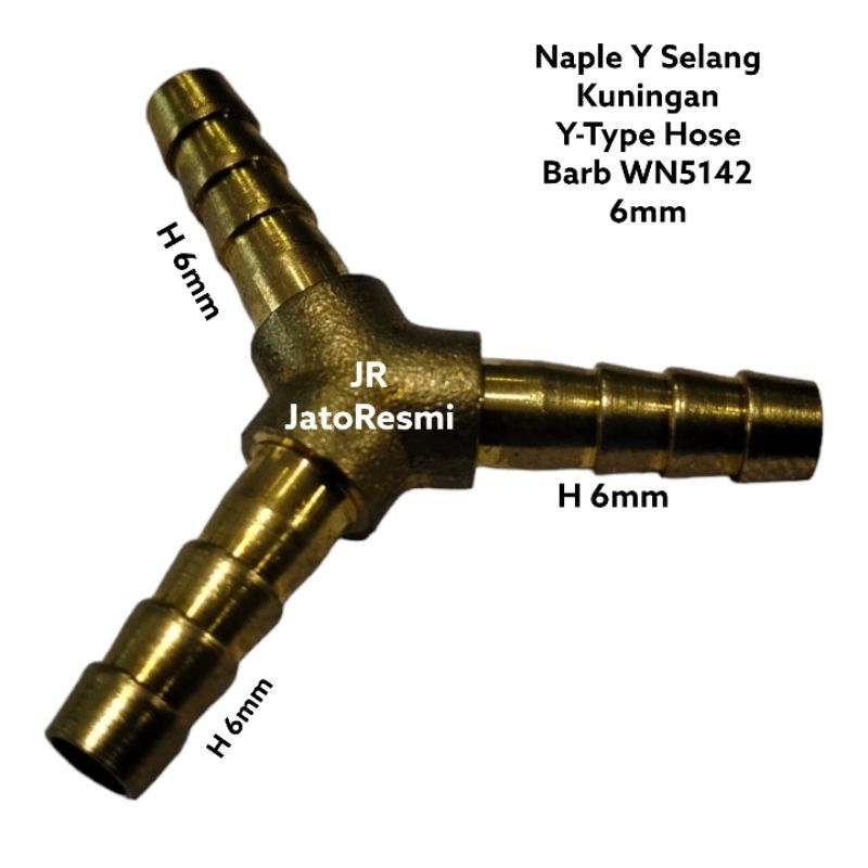 Jual Naple Y Selang Kuningan Y-Type Hose Barb WN5142 Hose 6mm | Shopee ...