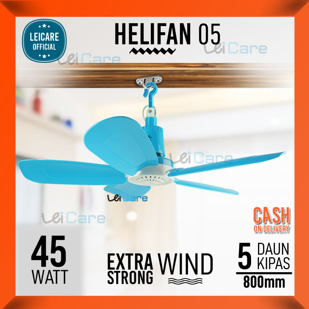 Jual Kipas Angin Gantung Plafon 5 Baling HELIFAN 45W 80CM EXTRA STRONGWIND | Shopee Indonesia