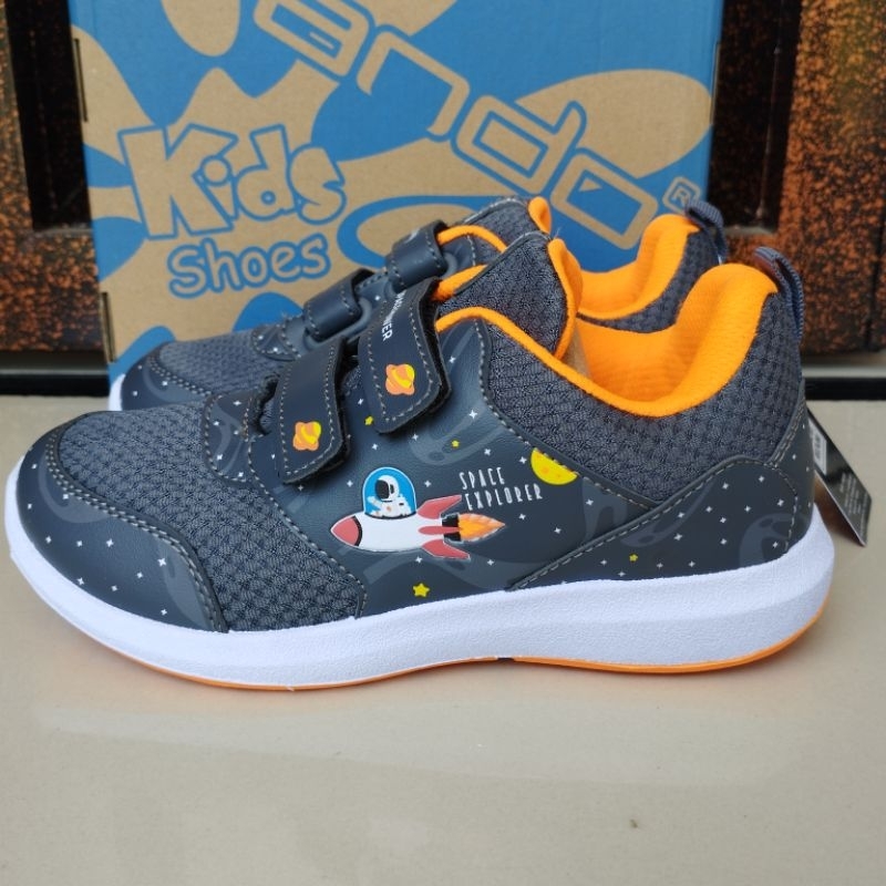 Jual Sepatu Ando Original De Rocket Velcro Perekat Abu-abu Tua Oranye Grey Orange | Shopee Indonesia