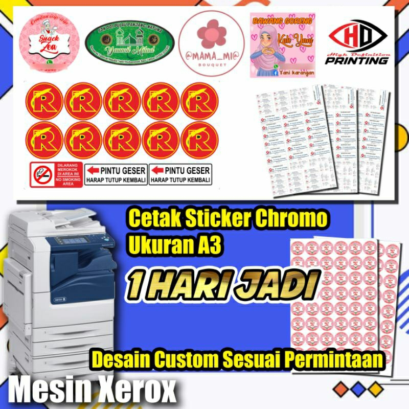 Jual CETAK STICKER CHROMO CUTTING A3+ TERMURAH | STICKER LABEL CUSTOM ...