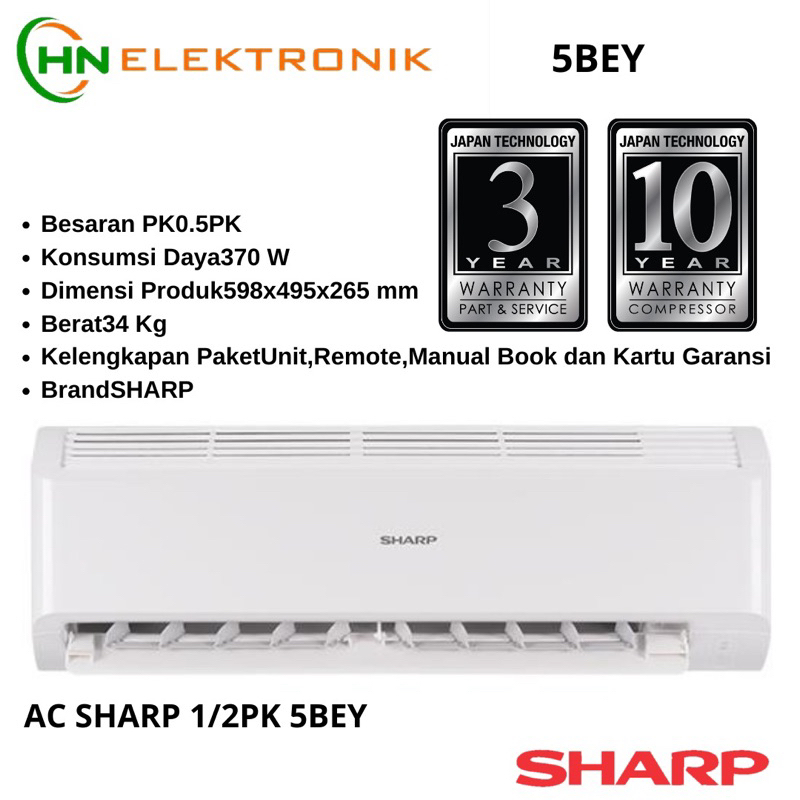 Jual AC SHARP 1/2 PK STD AH-A5BEY | Shopee Indonesia