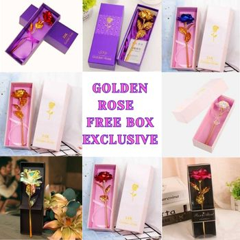 Jual BUNGA MAWAR CANTIK Bunga Mawar Dekorasi Gold Foil Rose Artificial ...