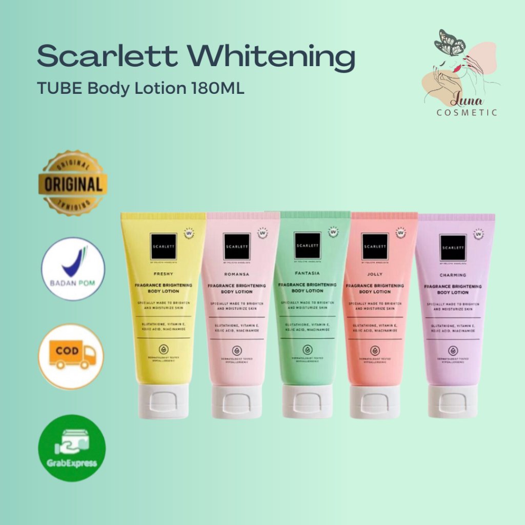 Jual SCARLETT Whitening Body Lotion Tube Series 180mL | Fragrance ...