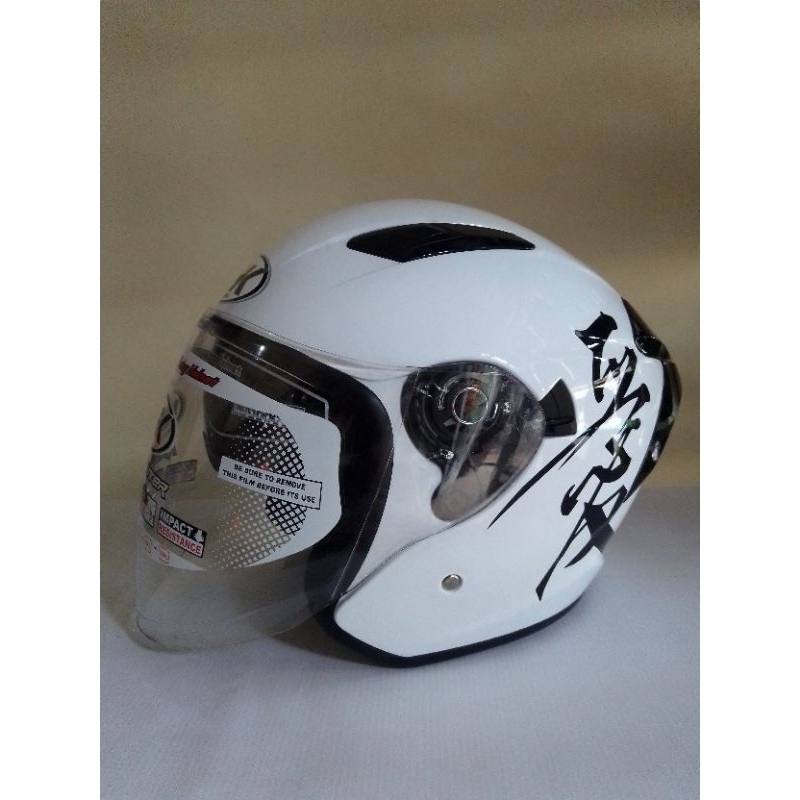 Jual HELM NHK R1 MAX KANJI DOBLE VISOR WHITE BLACK | Shopee Indonesia
